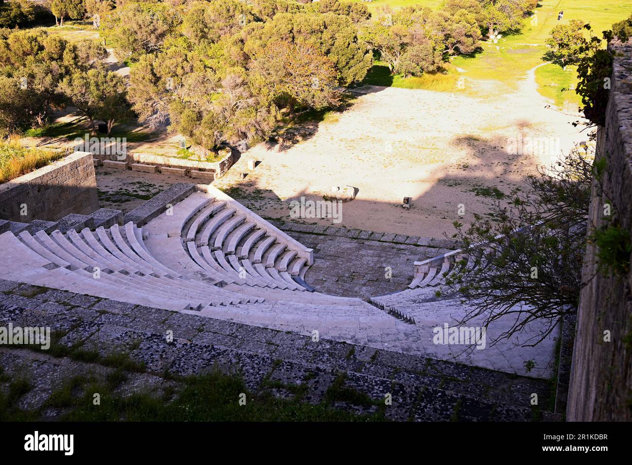 Ancient Greek theater-odeon with stone rows and steps between the rows ...