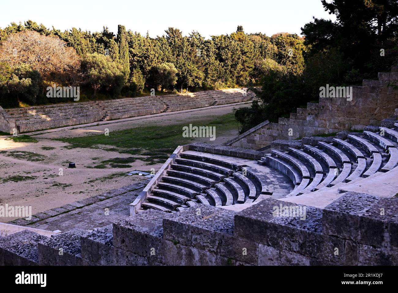 Ancient amphitheater odeon built of stone on the island of Rhodes. On ...
