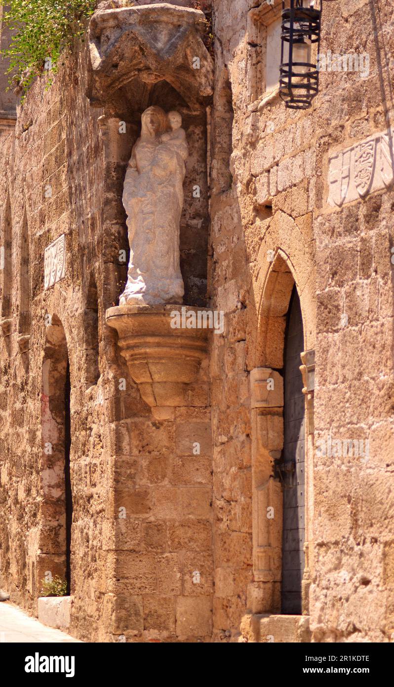 Facade of the medieval church church of the Holy Trinity with a stone ...