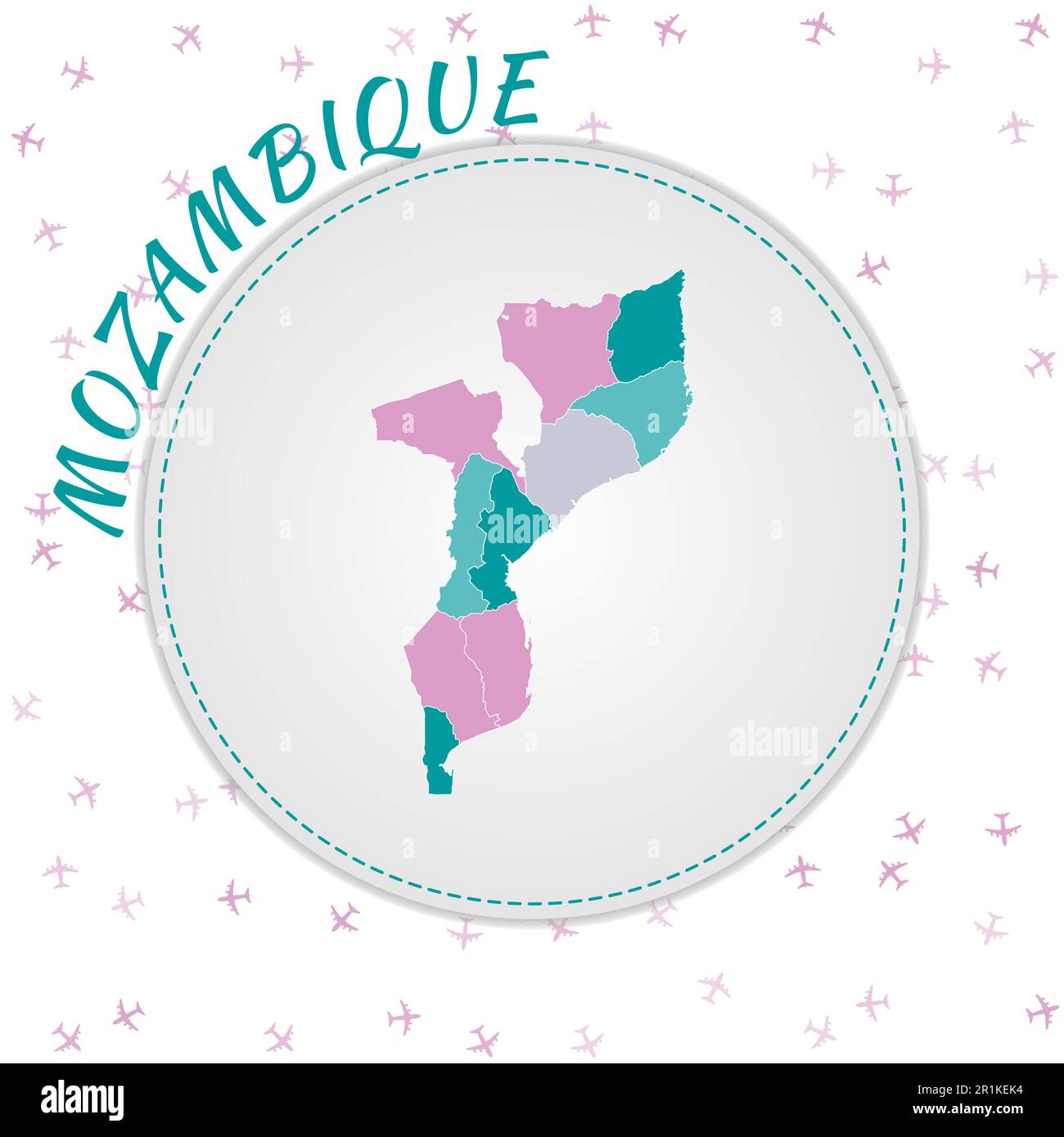 Mozambique map design. Map of the country with regions in emerald ...