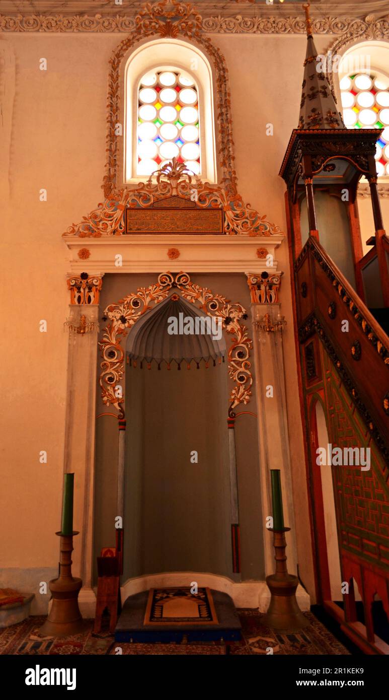 The interior of the Muslim mosque of Suleiman the Magnificent on the ...