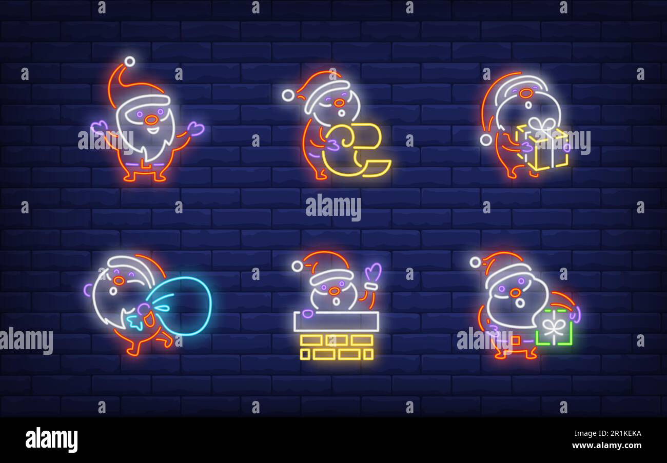 Cute Santa neon sign set Stock Vector Image & Art - Alamy