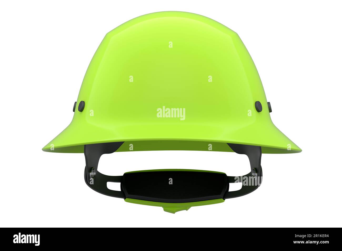 Green safety helmet or hard cap isolated on white background. 3d render ...
