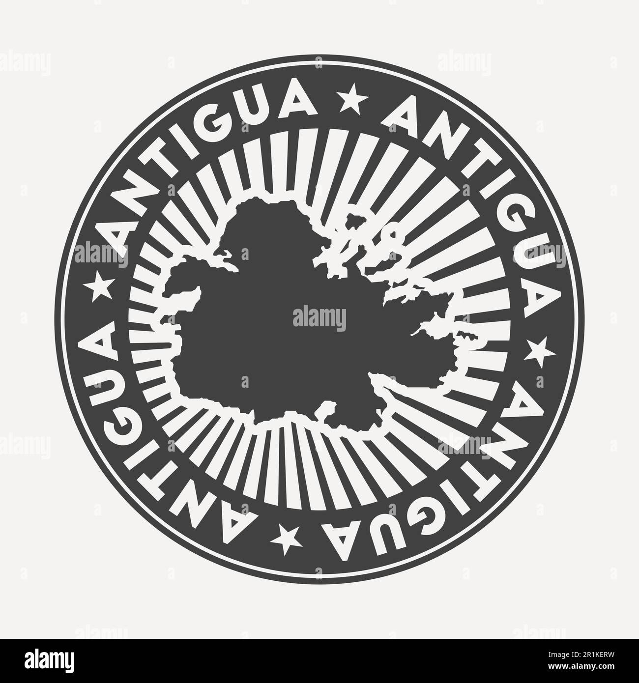 Antigua round logo. Vintage travel badge with the circular name and map of island, vector ...