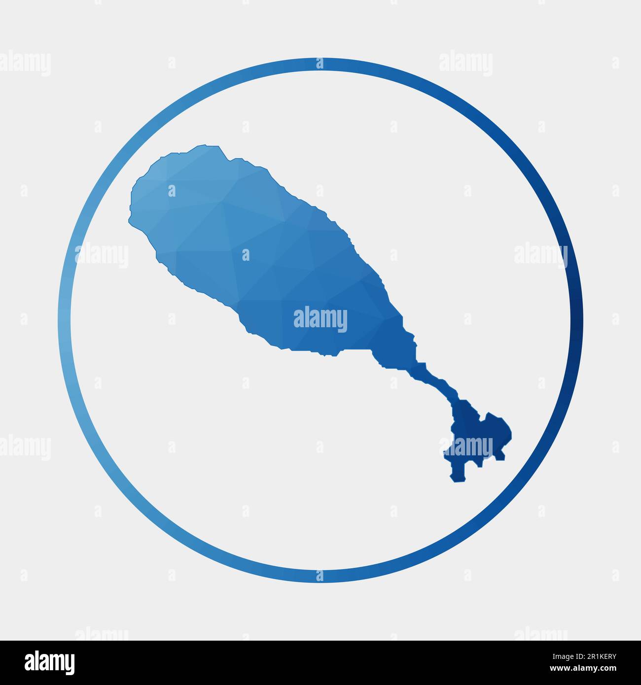 Saint Kitts icon. Polygonal map of the island in gradient ring. Round ...
