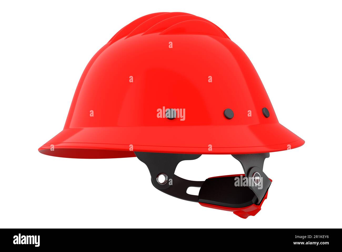 Red safety helmet or hard cap isolated on white background. 3d render ...