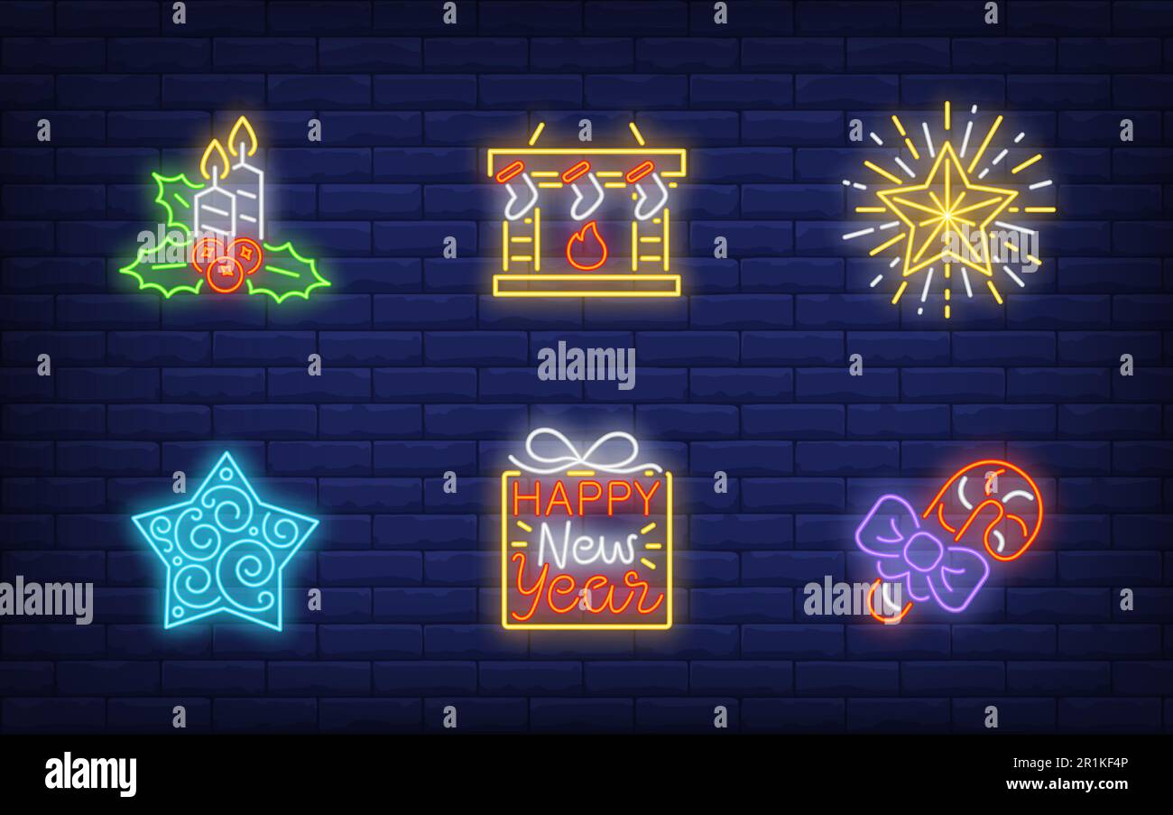 Christmas Eve neon sign set Stock Vector Image & Art - Alamy