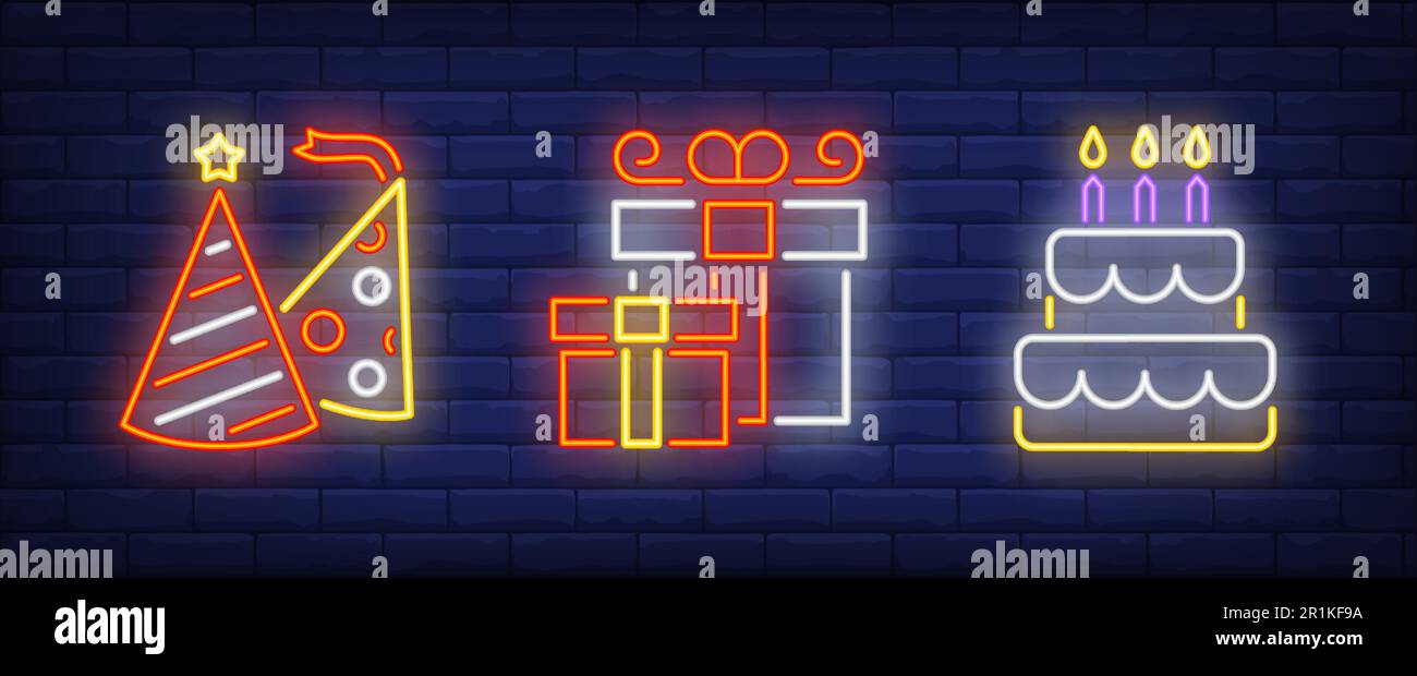 Birthday neon sign set Stock Vector Image & Art - Alamy