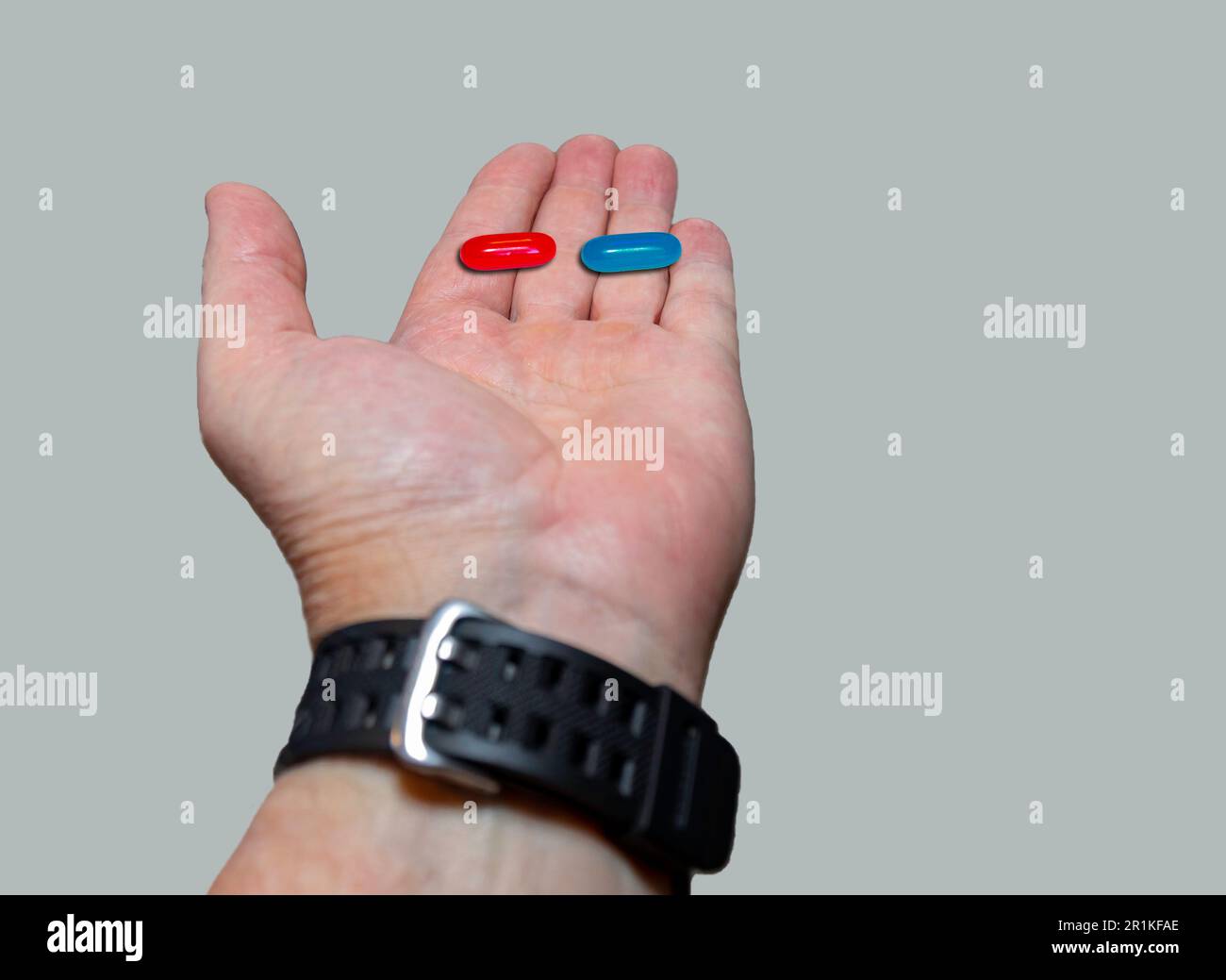 A choice, red pill or blue pill. It's your choice Stock Photo - Alamy