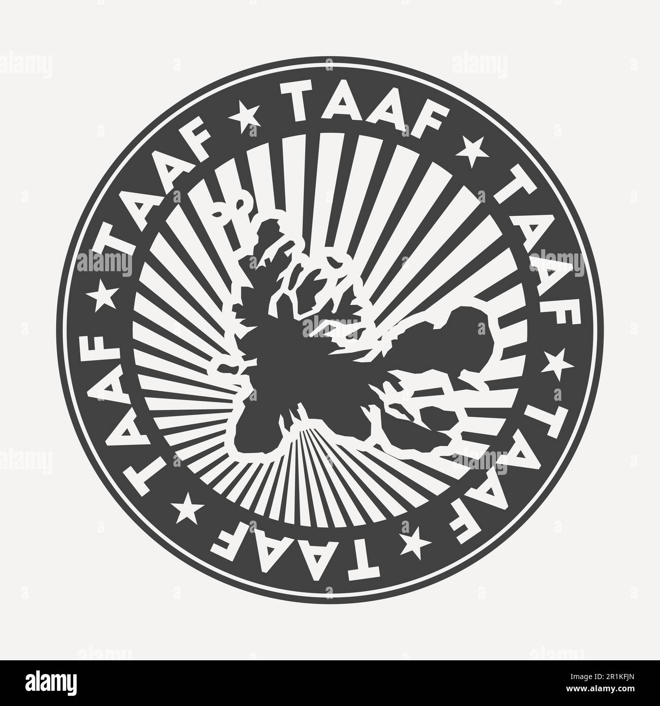 TAAF round logo. Vintage travel badge with the circular name and map of ...