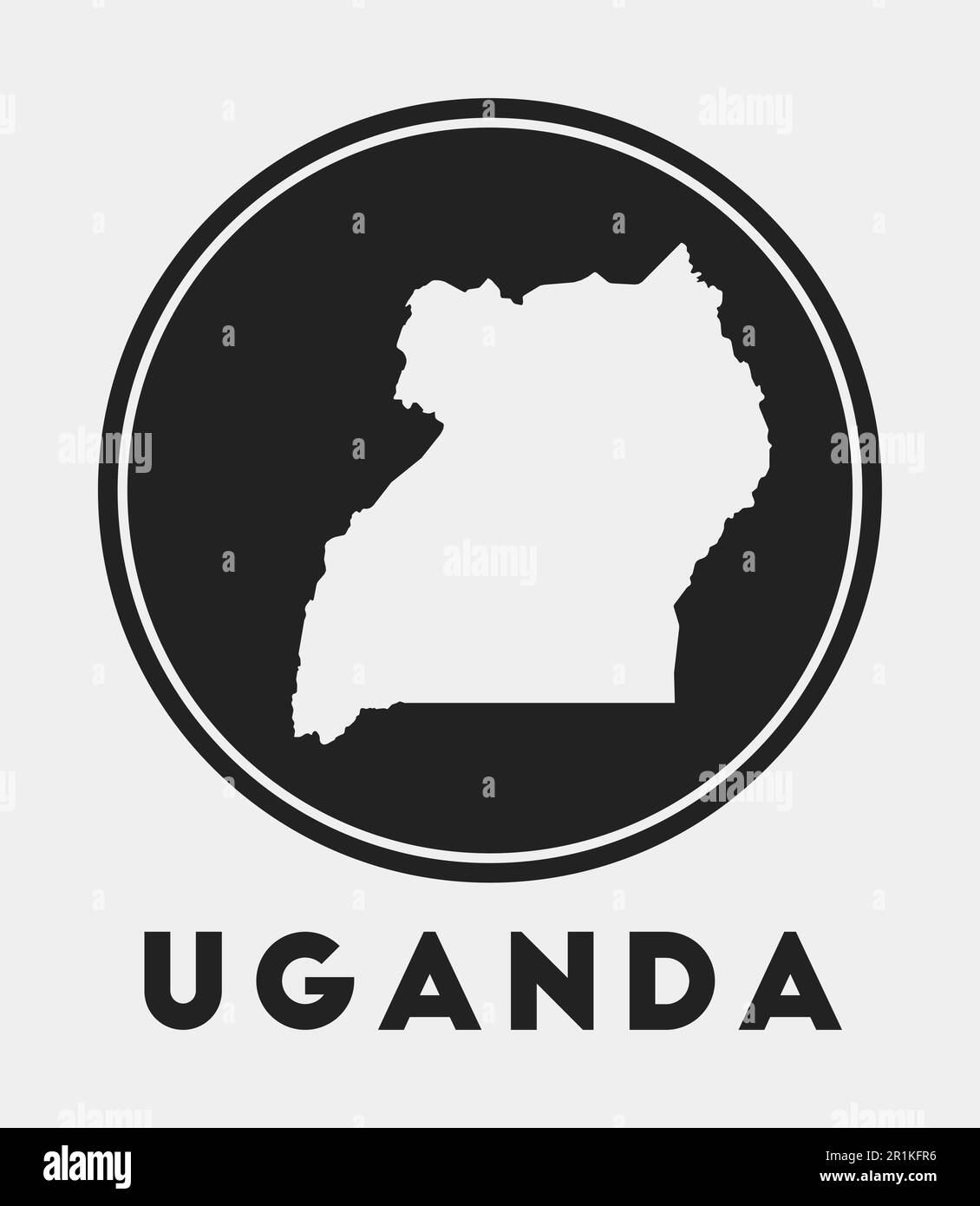 Uganda icon. Round logo with country map and title. Stylish Uganda ...