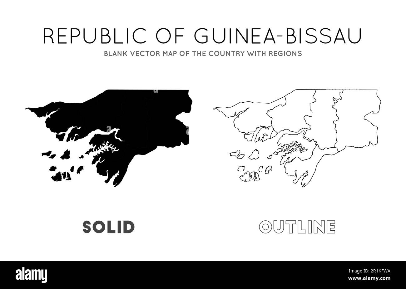 Guinea-Bissau map. Blank vector map of the country with regions ...