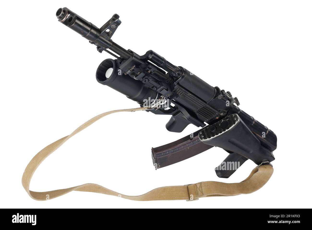 Modern kalashnikov 5.45x39 mm AK 74M assault rifle with 40 mm underbarrel grenade launcher ...