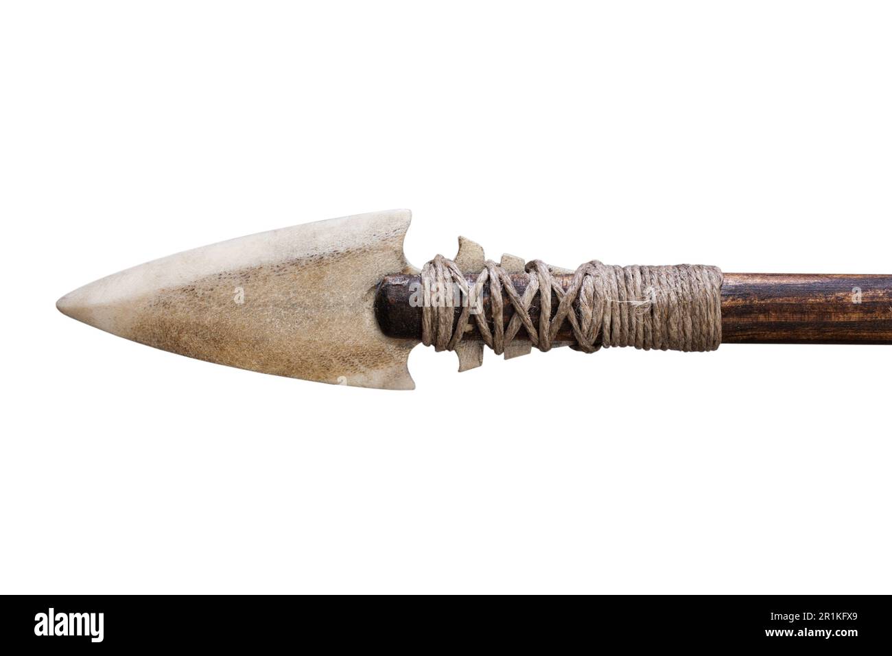 Arrowhead made of bone on arrow isolated on white background Stock ...