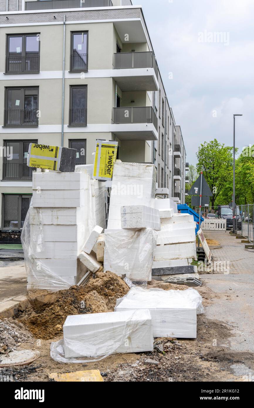 Construction site of a residential building, new construction of rental flats, insulation ...