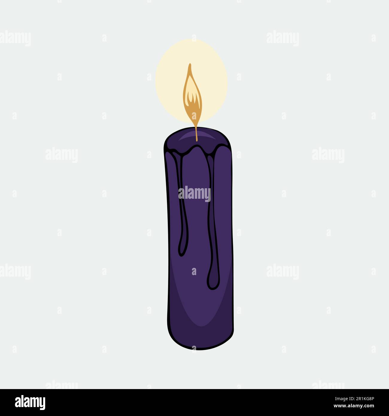 Vector illustration hand-drawn candle with burning plaen Stock Vector ...
