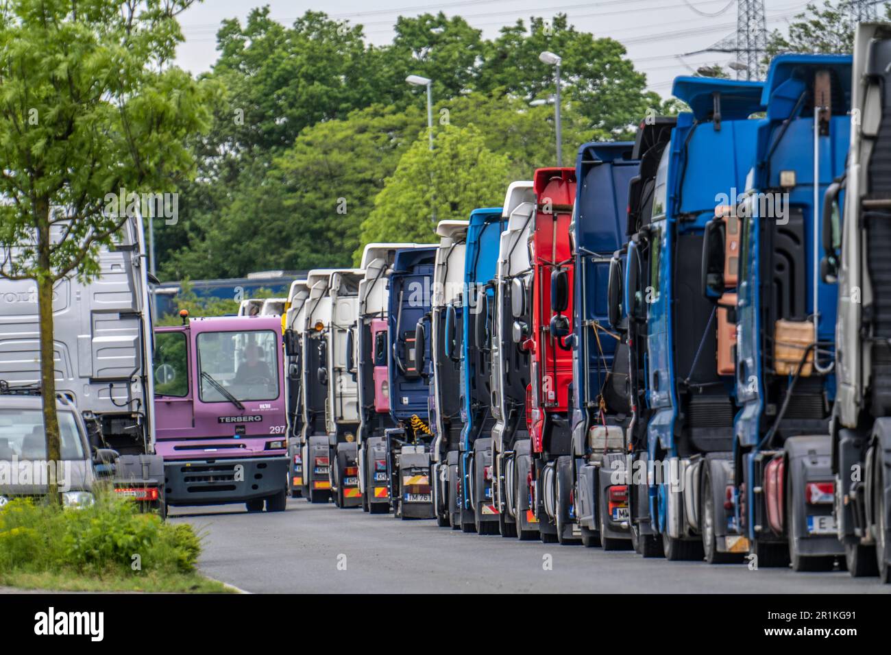 Truck tractors, exclusively from Eastern European countries, parked in ...