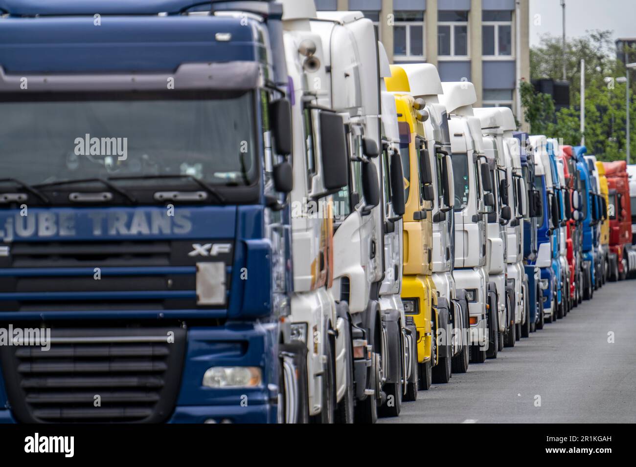 Truck tractors, exclusively from Eastern European countries, parked in ...