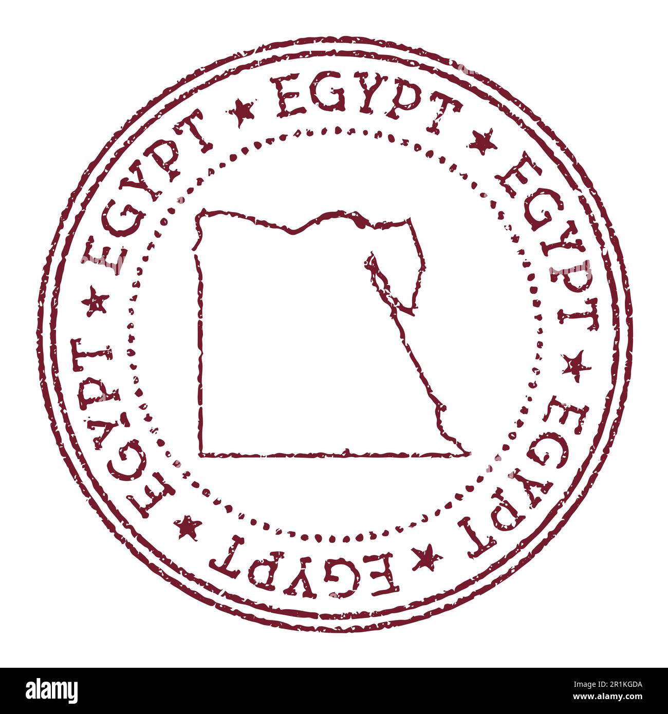 Egypt Round Rubber Stamp With Country Map Vintage Red Passport Stamp With Circular Text And