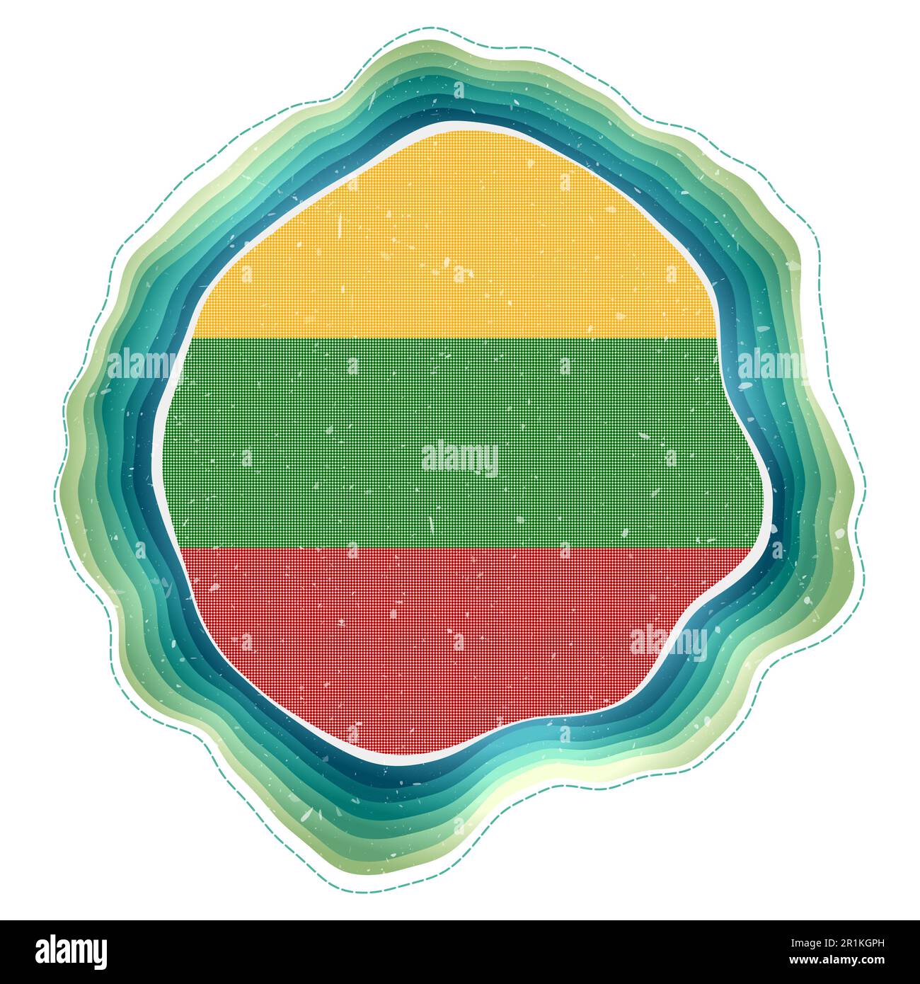 Lithuania flag in frame. Badge of the country. Layered circular sign ...