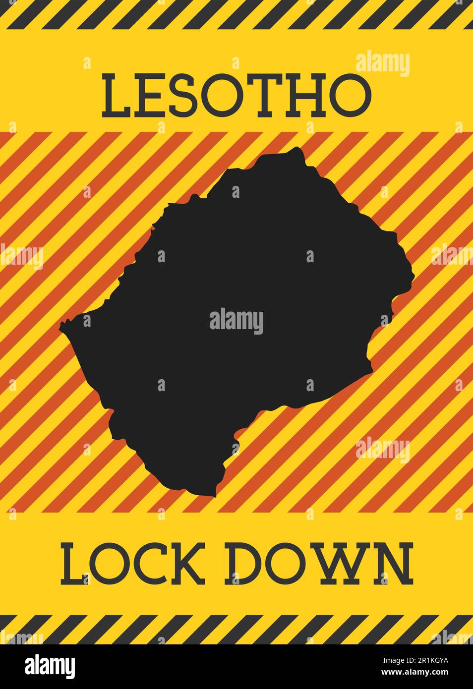 Lesotho Lock Down Sign. Yellow country pandemic danger icon. Vector ...