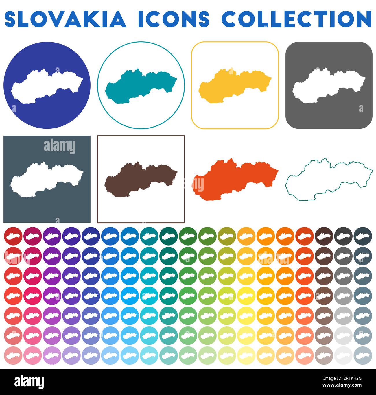 Slovakia icons collection. Bright colorful trendy map icons. Modern ...