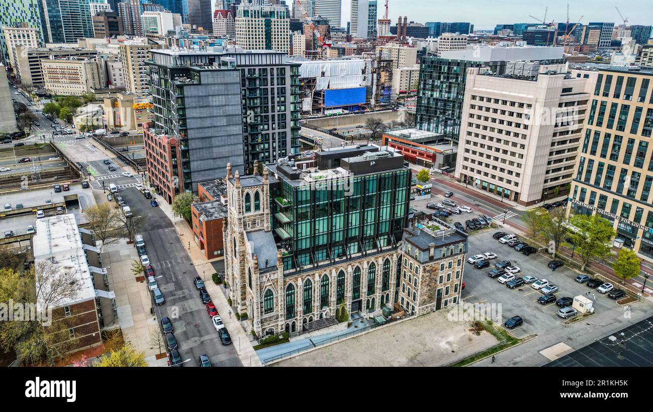 An aerial view of the downtown skyline of Boston, United States Stock ...