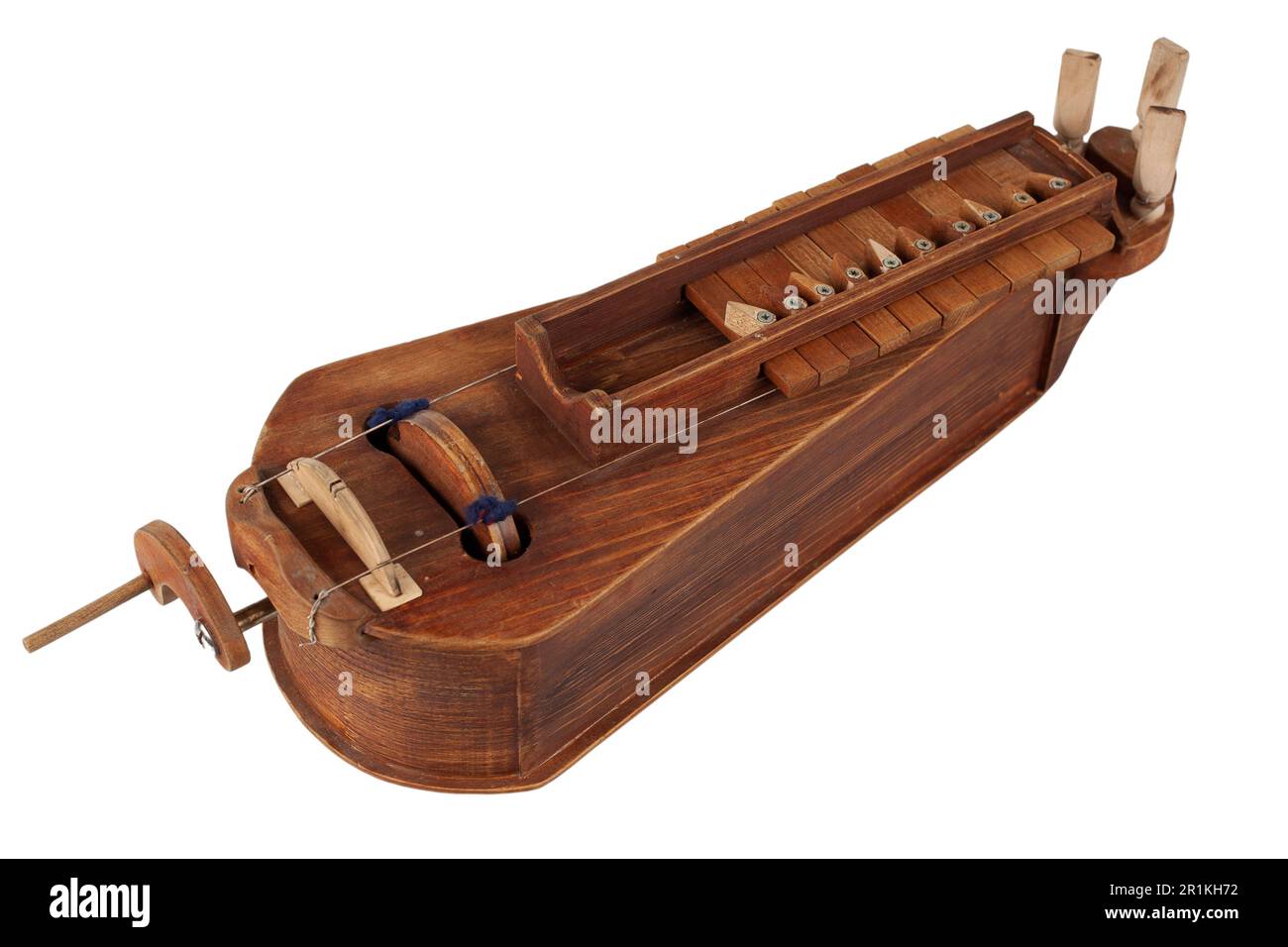 The Hurdy-gurdy, stringed musical instrument. Isolated on white ...