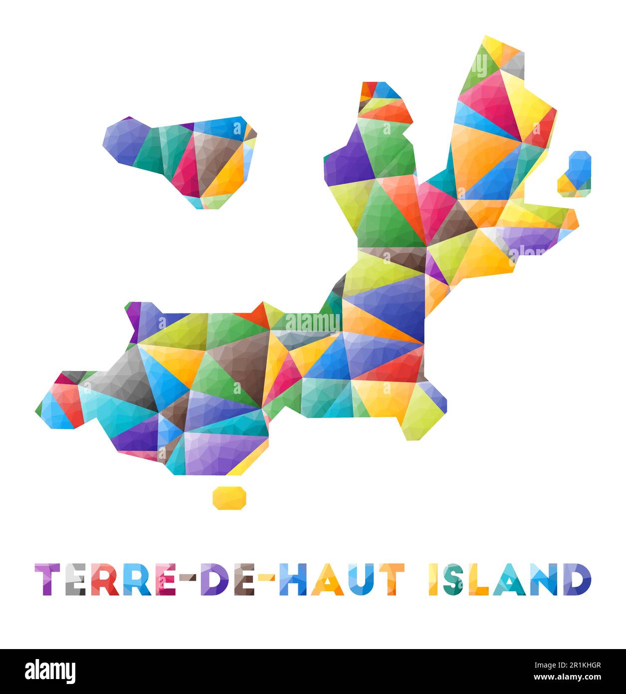 Terre-de-Haut Island - colorful low poly island shape. Multicolor ...