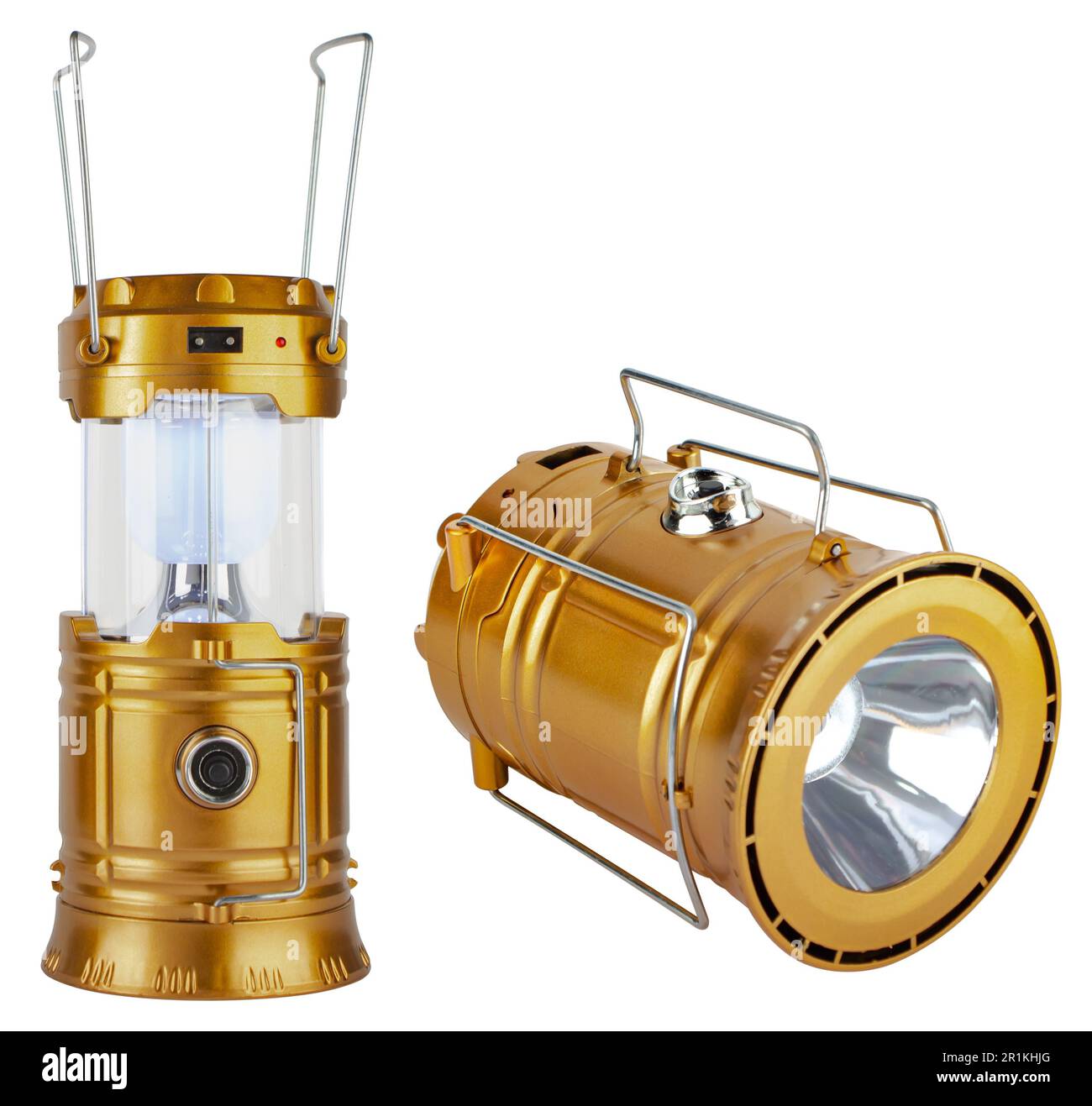 Hand-held LED lantern, for camping, white background Stock Photo - Alamy