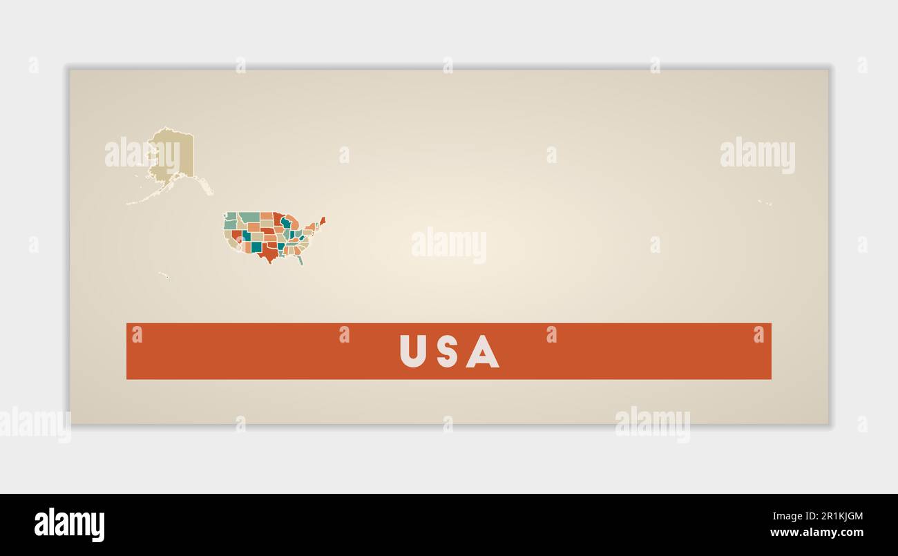 USA poster. Map of the country with colorful regions. Shape of USA with ...