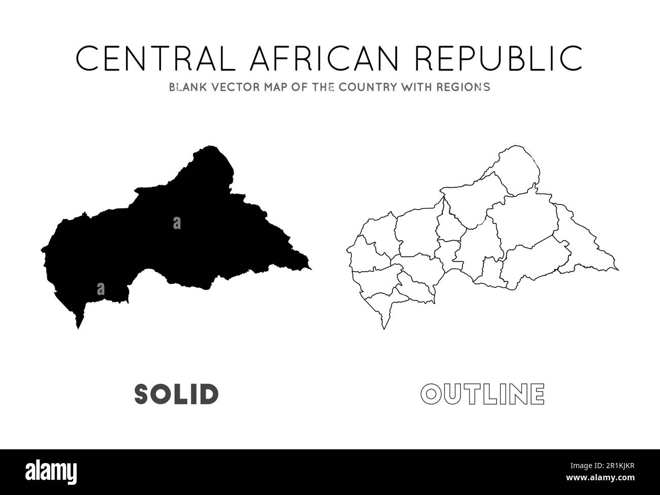 CAR map. Blank vector map of the country with regions. Borders of CAR ...