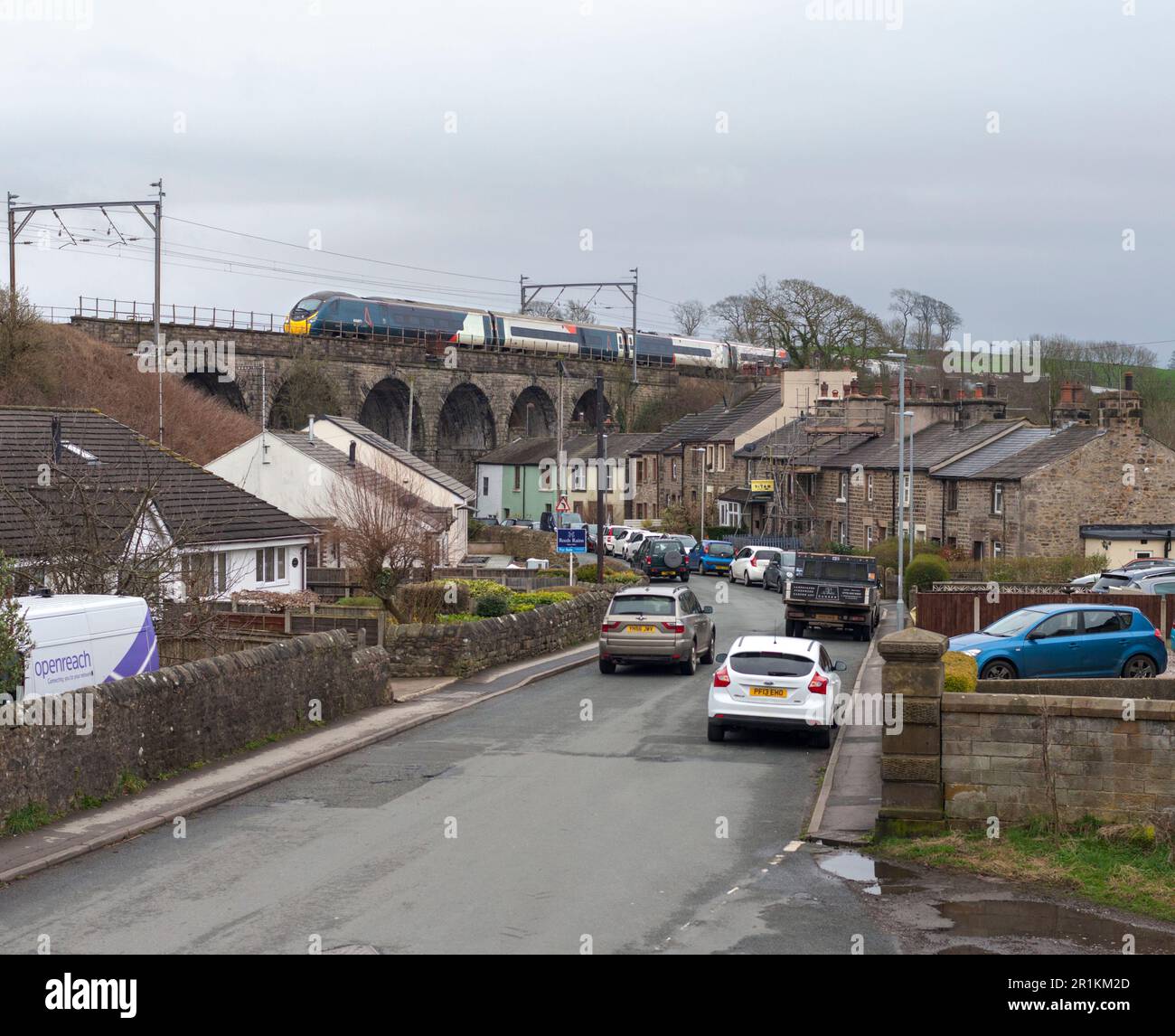 Avanti west coast pendolino train crossing the Conder viaduct at ...