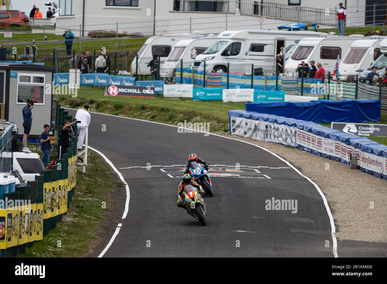 Portstewart, UK. 13th May, 2023. Sam West ahead of Gary McCoy in 5th ...