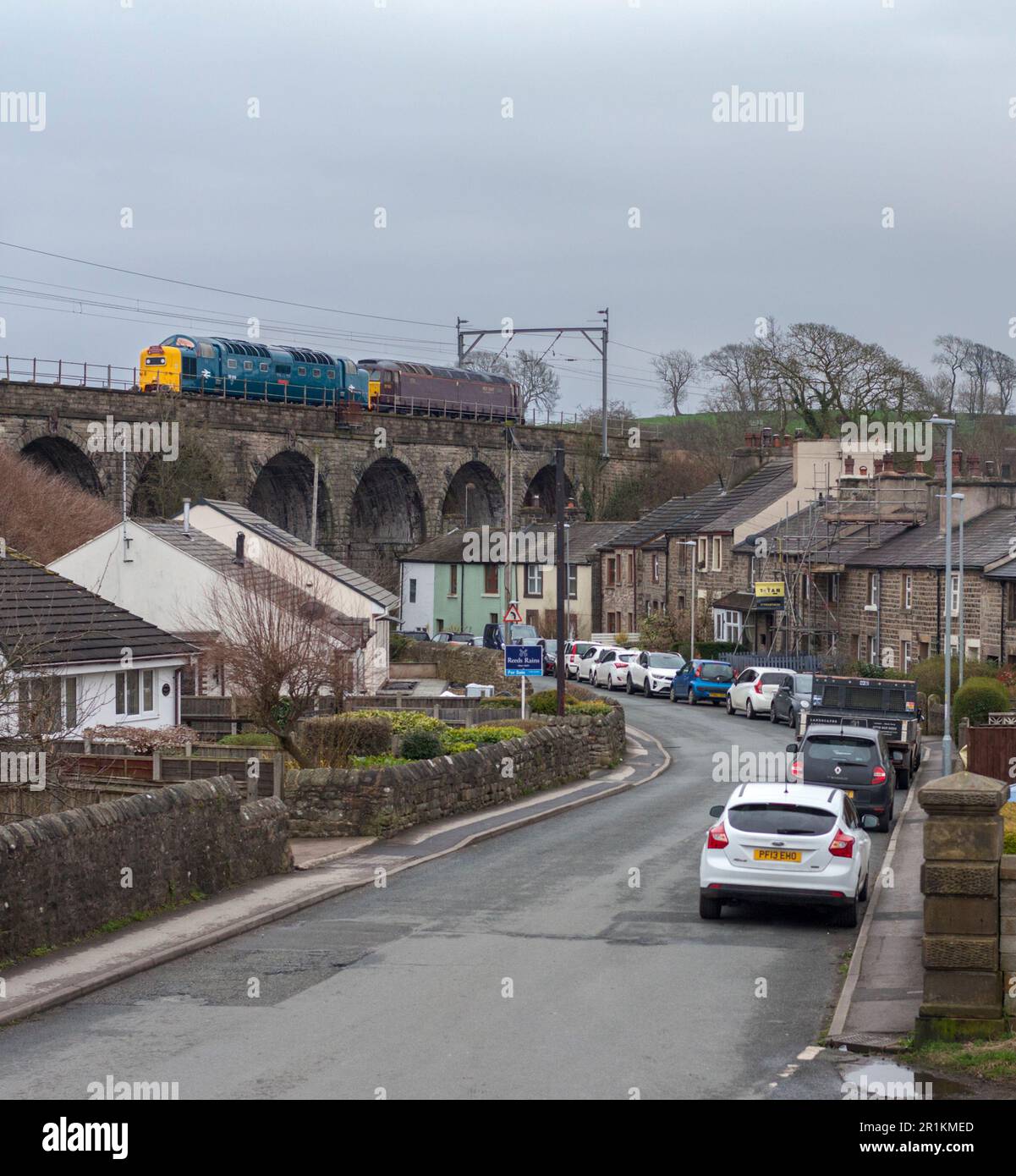 Preserved class 55 Deltic locomotive on a mainline treat run on the ...