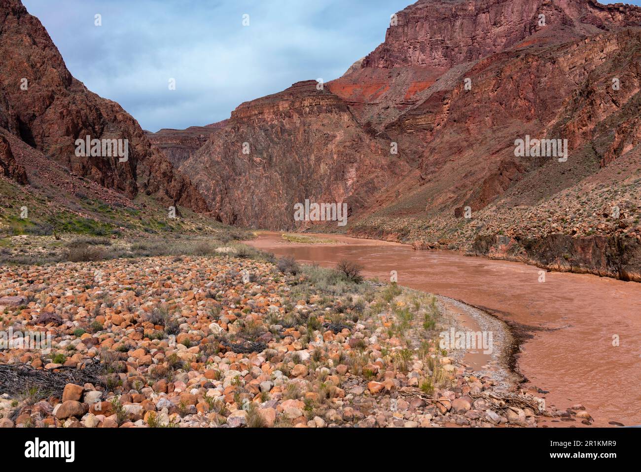 View of the Colorado River at the bottom of the Grand Canyon. Grand ...