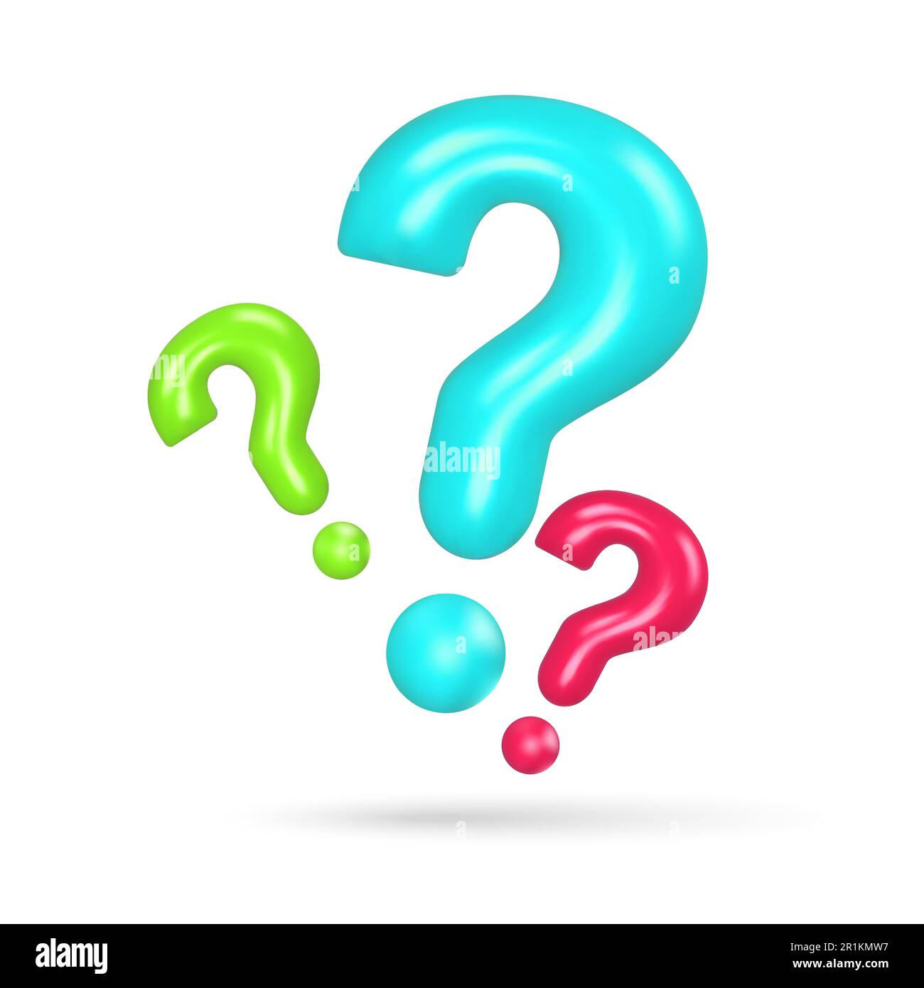Inflate 3D question marks on white background. Asking many questions. Realistic vector ...
