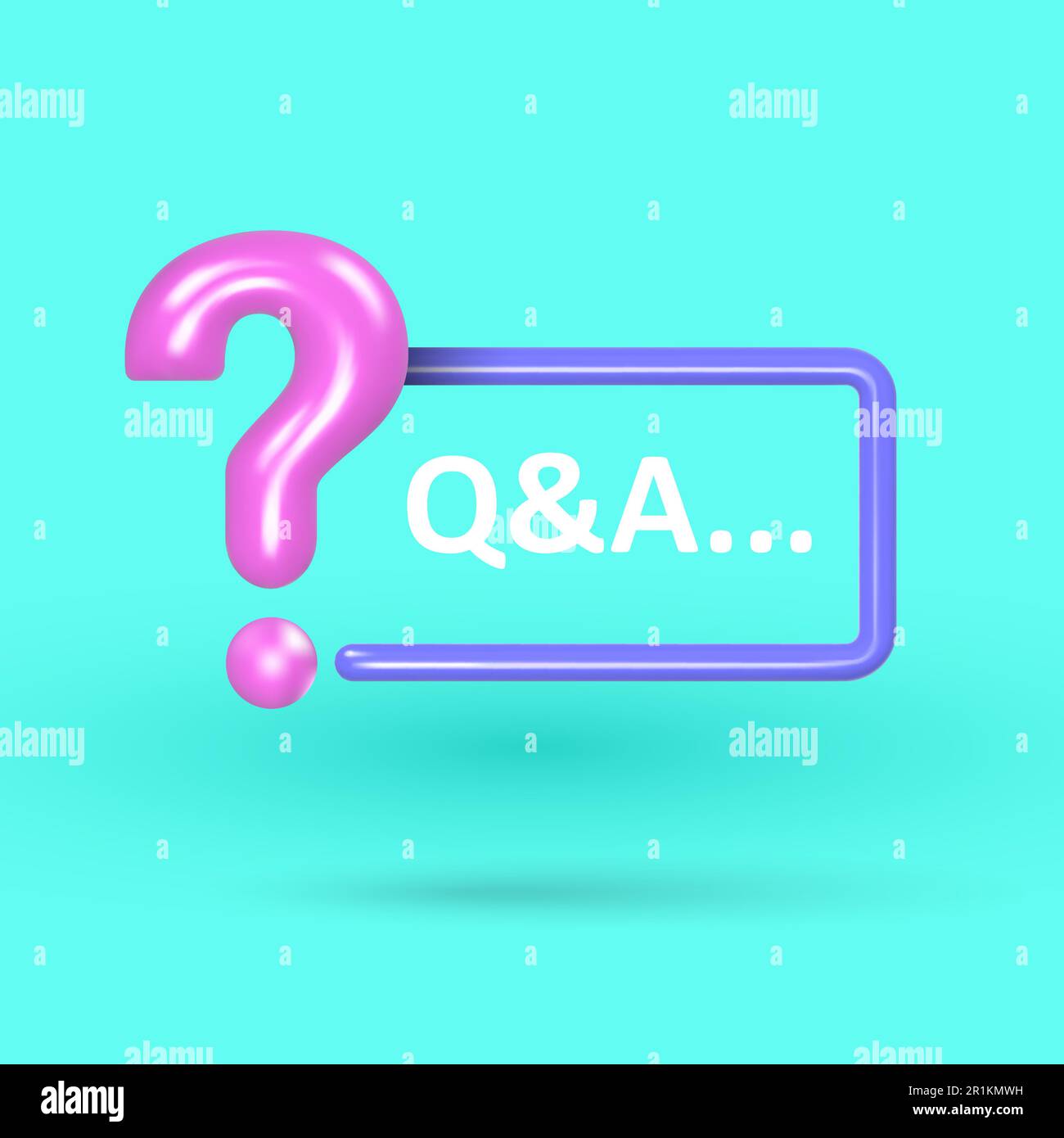 Question mark with frame for text. FAQ and support. Modern inflate ...