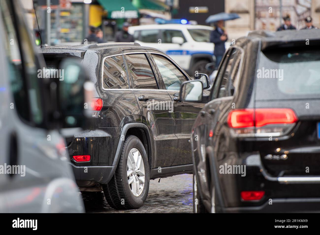 Rome, Italy. 13th May, 2023. The car carrying Ukrainian President ...