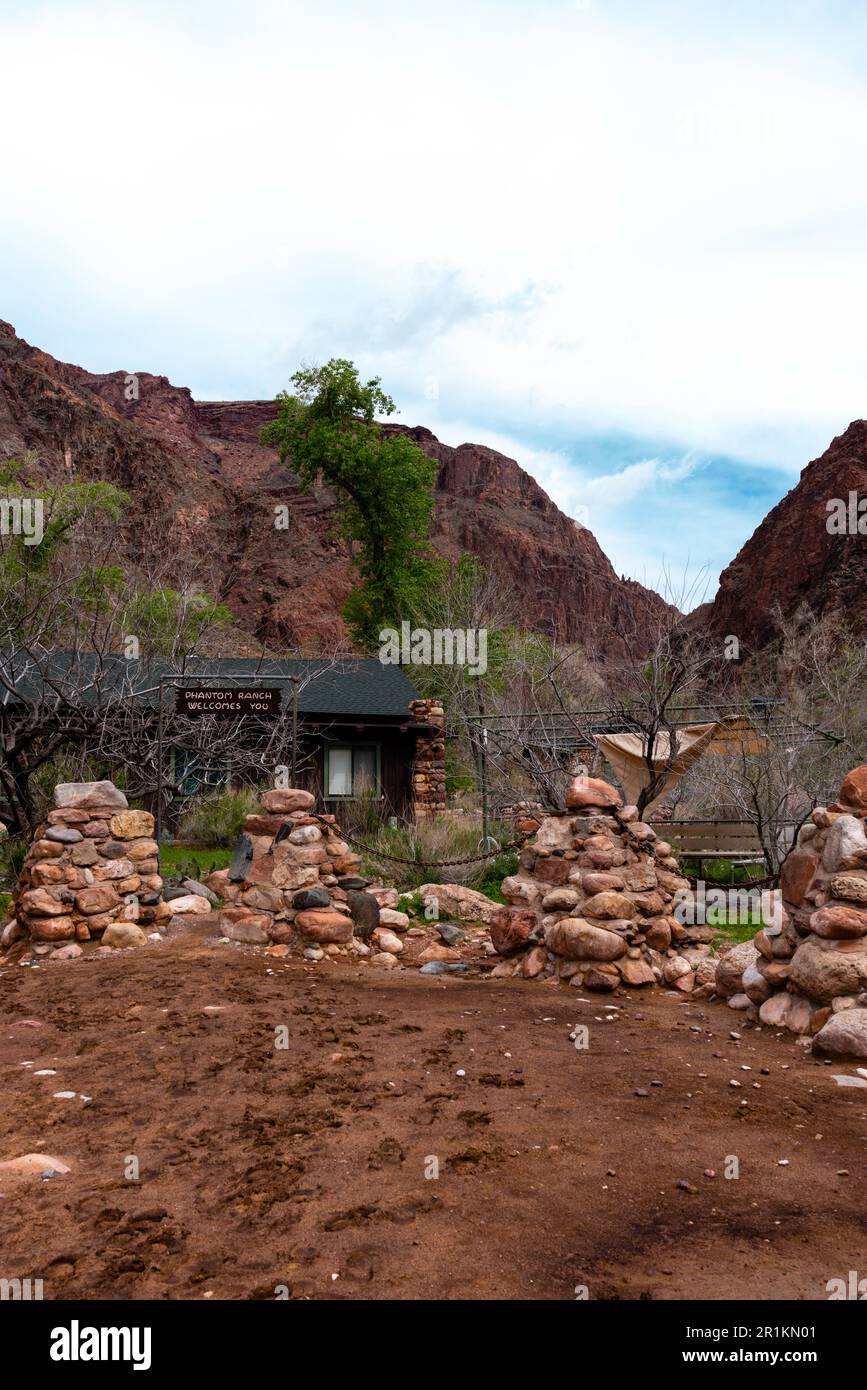 Corral at Phantom Ranch. Grand Canyon National Park, Arizona, USA Stock ...