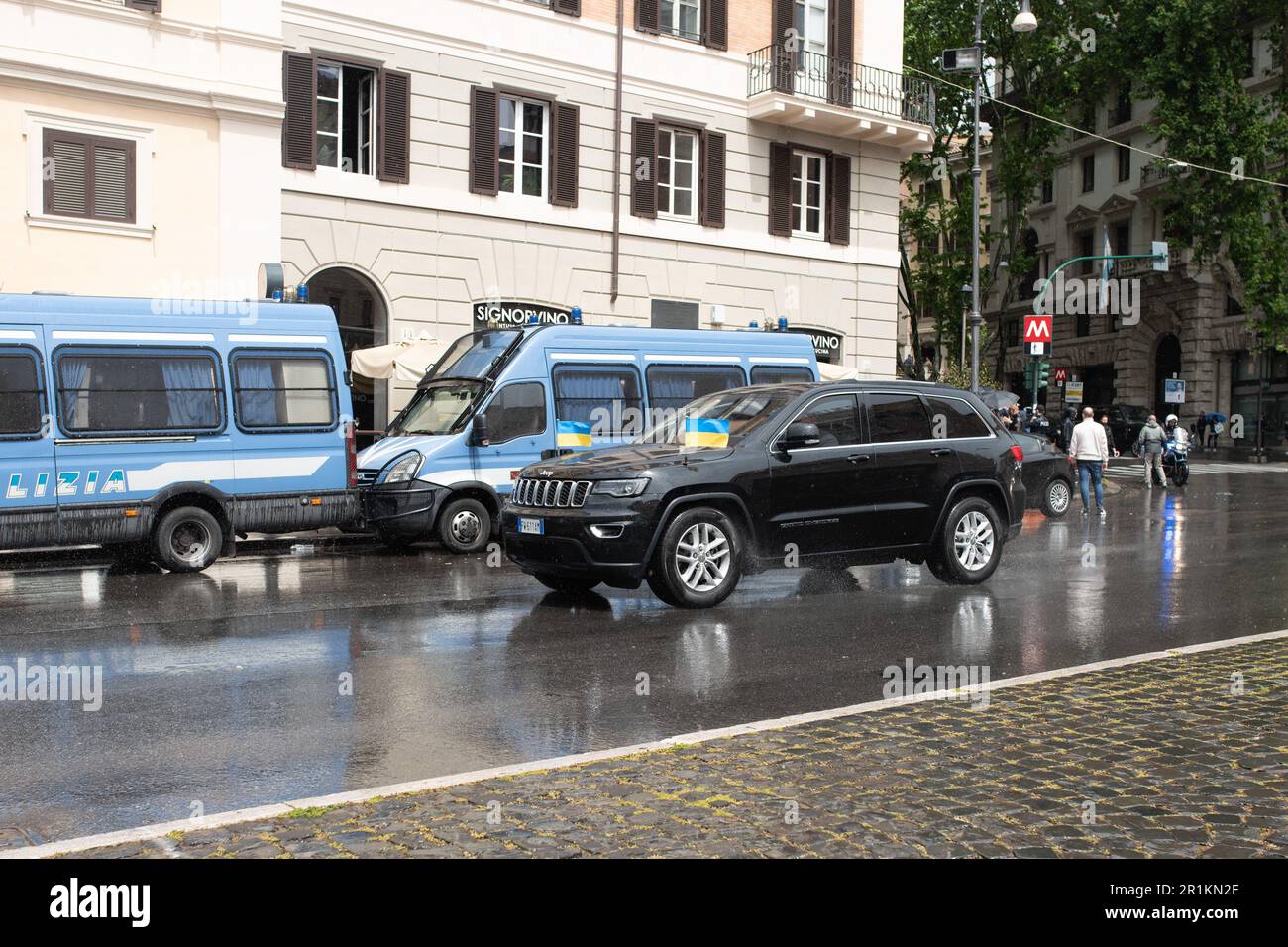 Rome, Italy. 13th May, 2023. The car carrying President Zelensky to ...