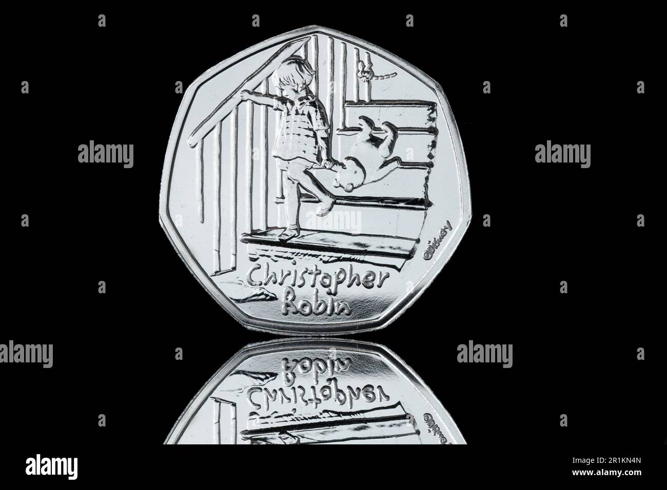 A 50p coin issued in 2020 featuring Christopher Robin from Winnie The ...