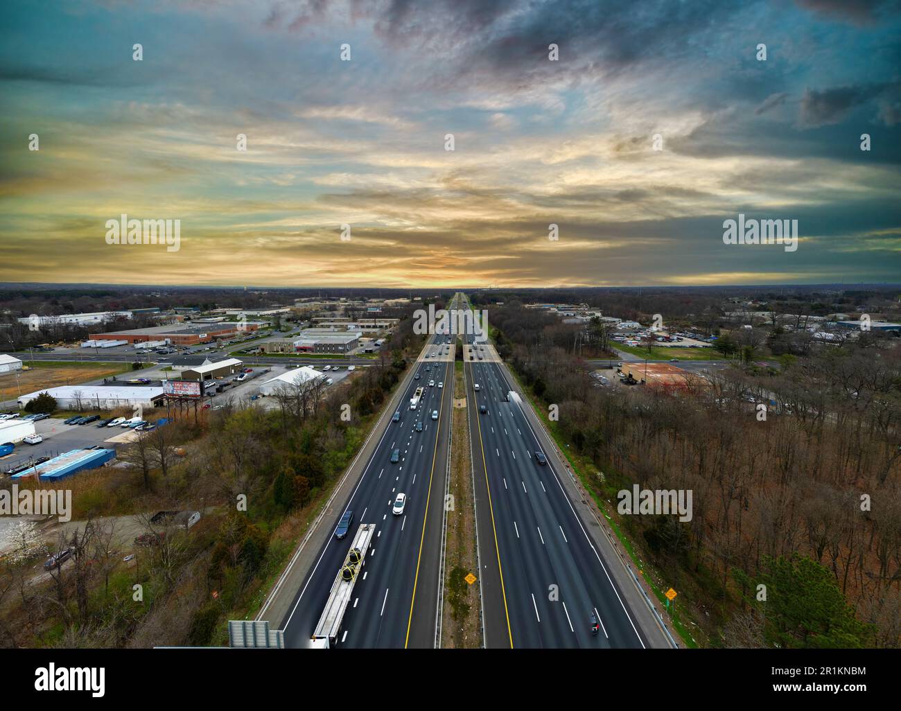 Aerial countryside highway sunset hi-res stock photography and images ...