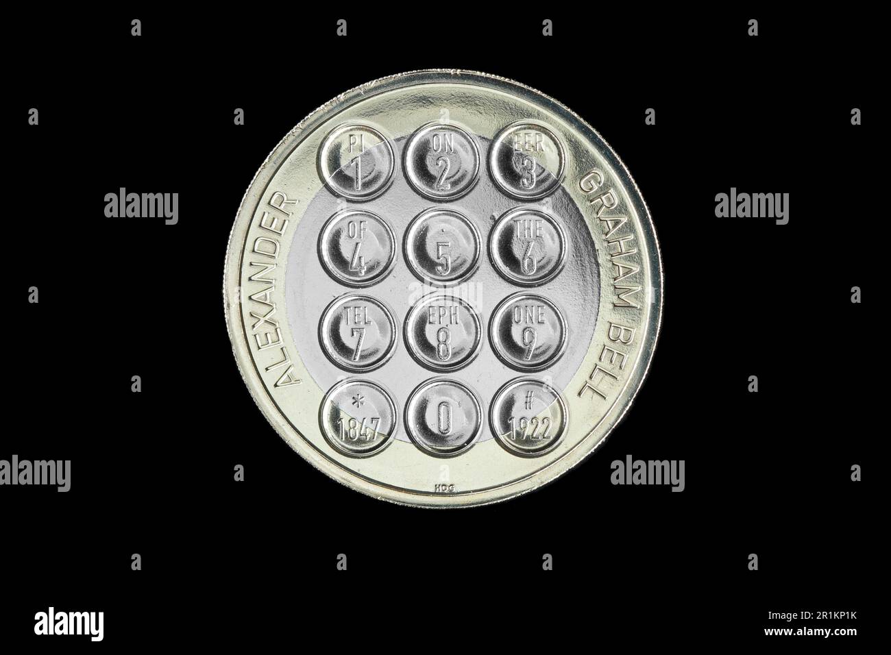 £2 coin commemorating the life and work of inventor Alexander Graham ...