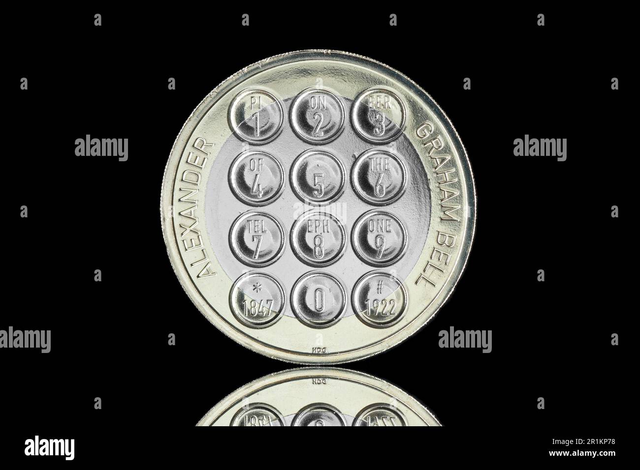 £2 coin commemorating the life and work of inventor Alexander Graham ...