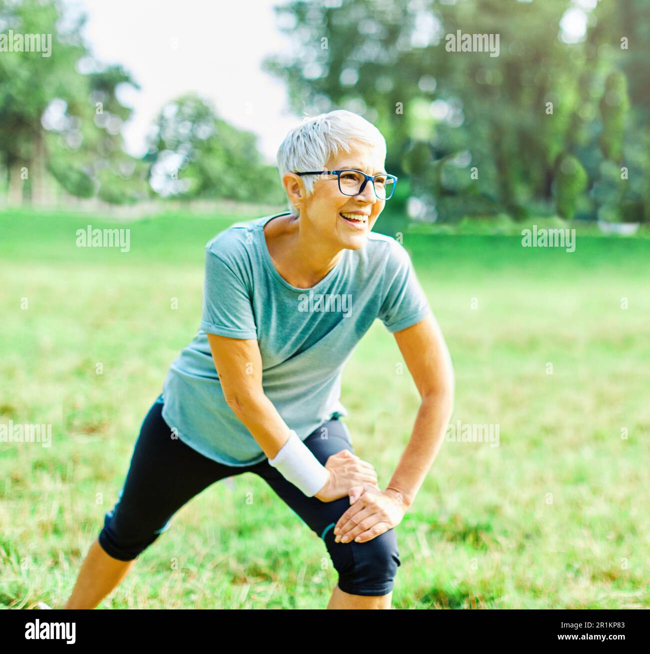 outdoor senior fitness woman man lifestyle active sport exercise ...