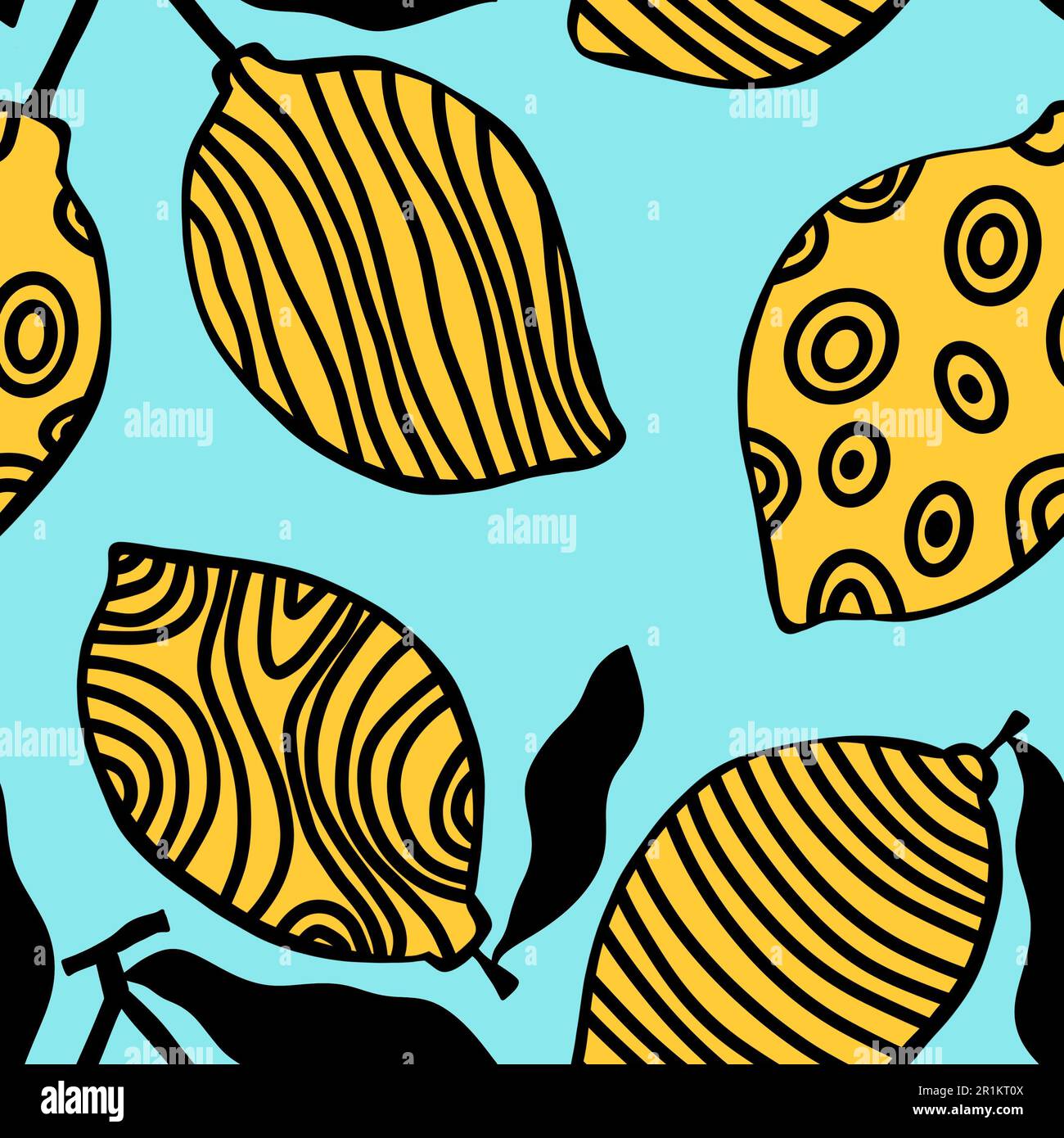 Cartoon summer fruit seamless lemon pattern for wrapping paper and ...