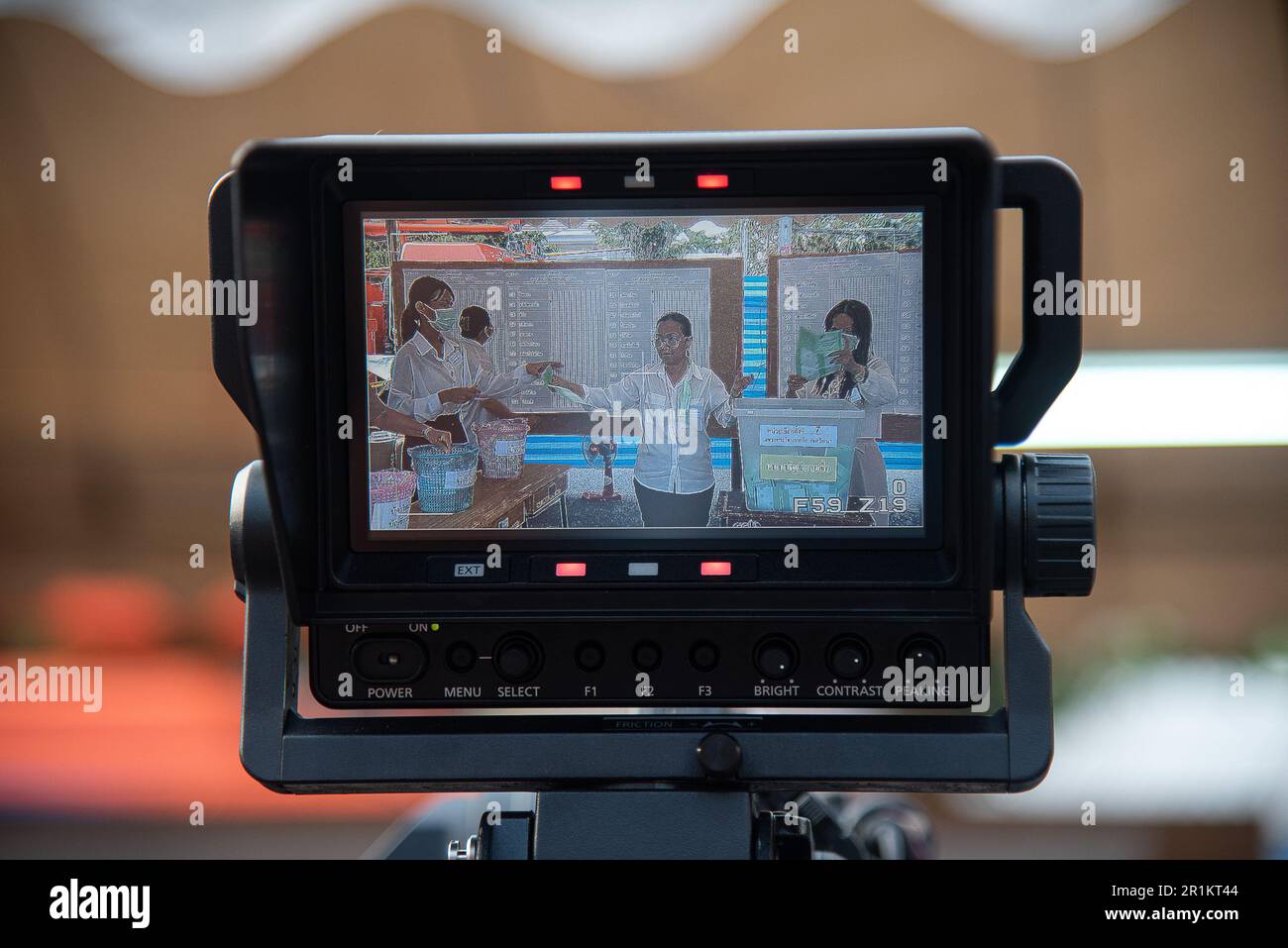 Bangkok, Thailand. 14th May, 2023. A television broadcast camera seen ...