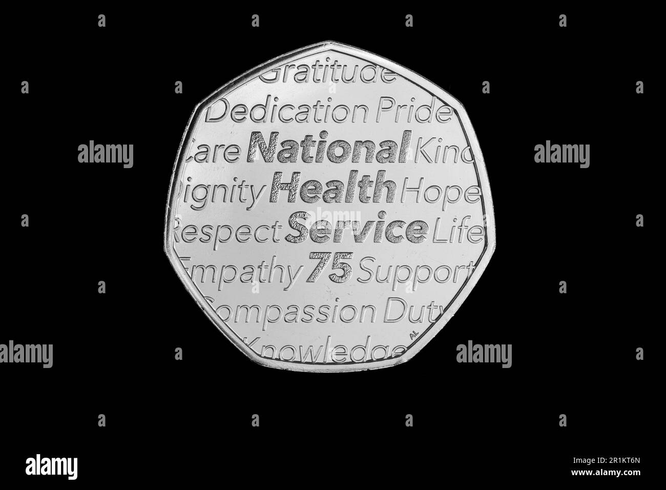 50 pence coin issued in 2023 to commemorate the 75th anniversary of the ...