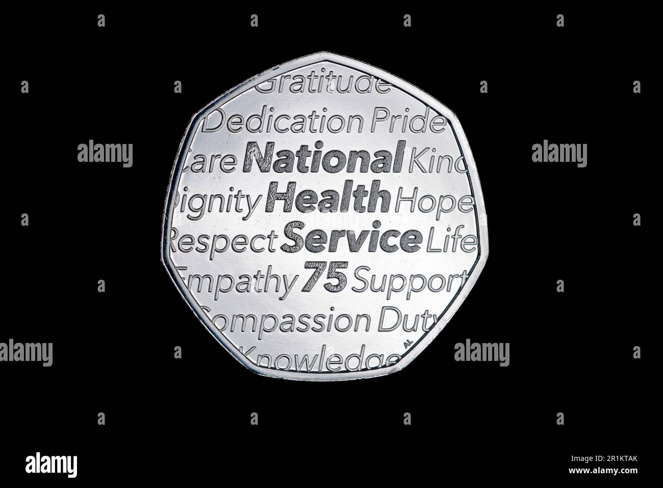 50 pence coin issued in 2023 to commemorate the 75th anniversary of the ...